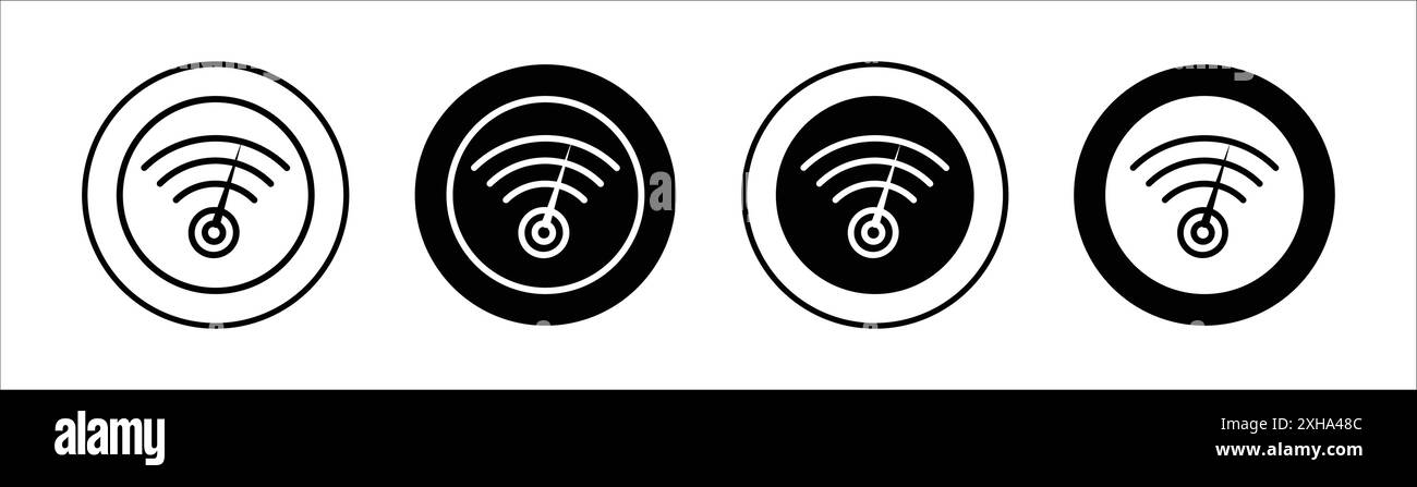 Wifi speed icon Vector symbol or sign set collection in black and white ...