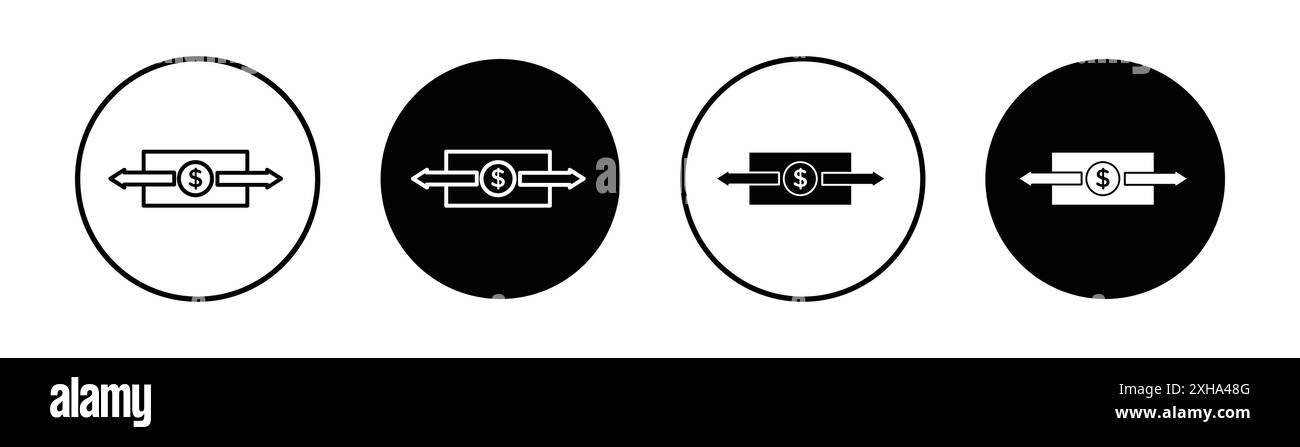 Wire transfer money icon Vector symbol or sign set collection in black ...