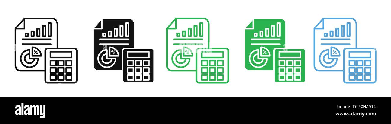 Accounting icon Vector symbol or sign set collection in black and white ...