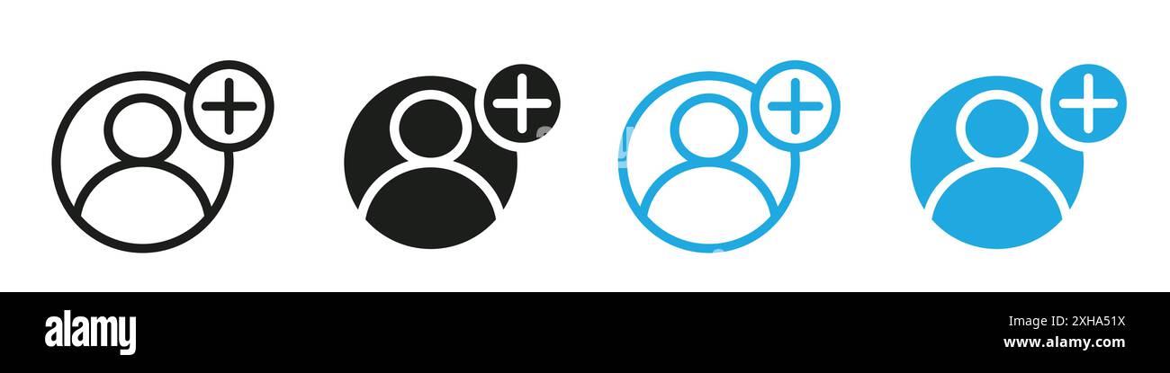 Add a new user icon Vector symbol or sign set collection in black and ...