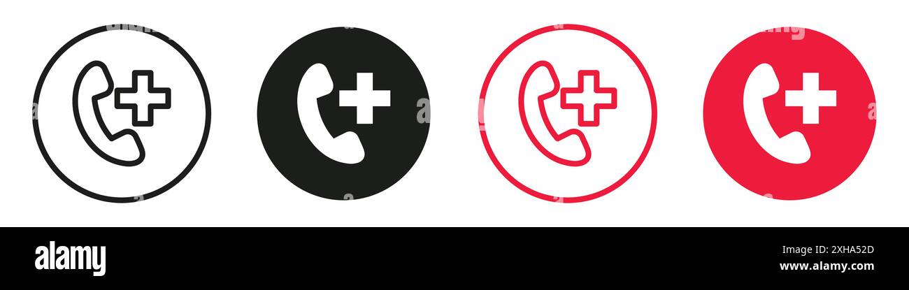 Ambulance call icon Vector symbol or sign set collection in black and ...