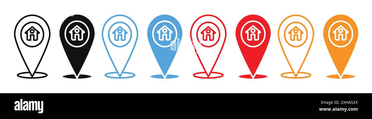 Address icon Vector symbol or sign set collection in black and white ...