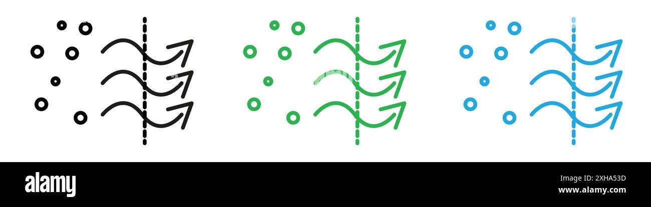 Air purification icon Vector symbol or sign set collection in black and ...