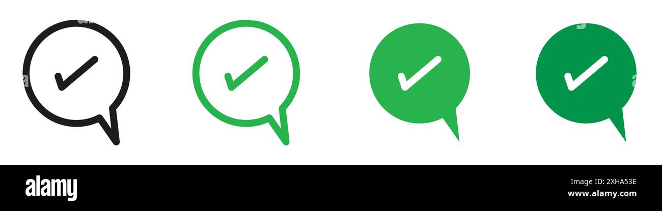 Approved message icon Vector symbol or sign set collection in black and ...