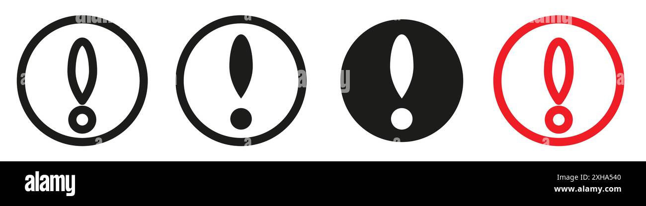 Attention icon Vector symbol or sign set collection in black and white ...