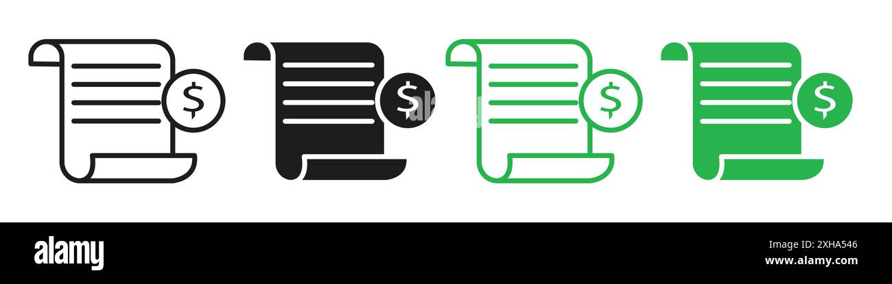 Billing icon Vector symbol or sign set collection in black and white ...