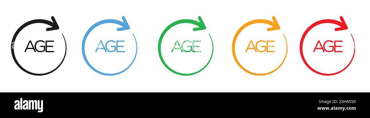 Age icon Vector symbol or sign set collection in black and white ...