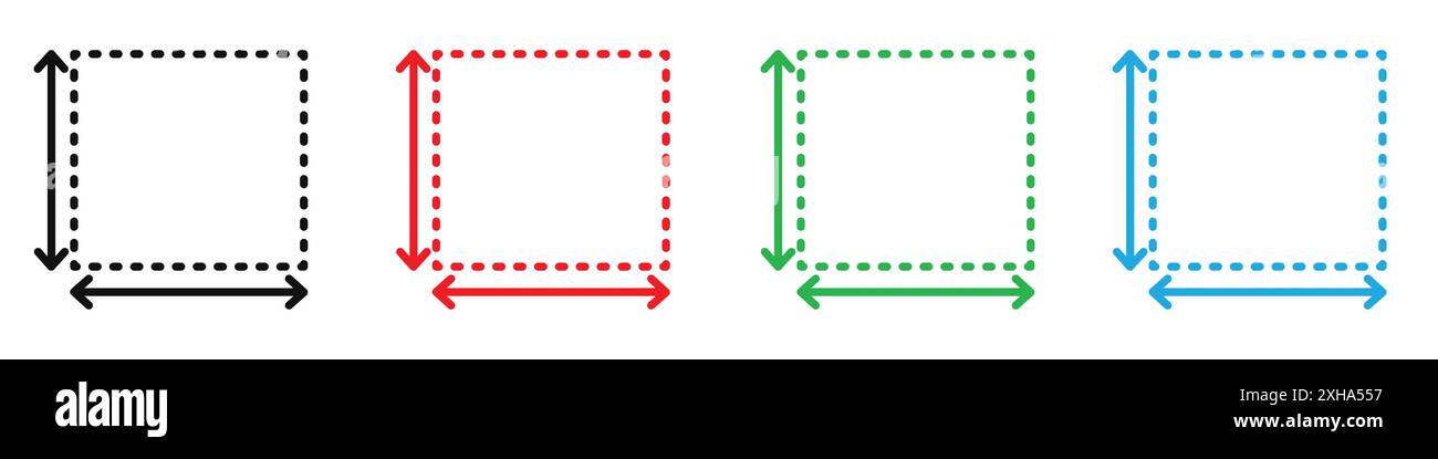 Area and dimension icon Vector symbol or sign set collection in black ...