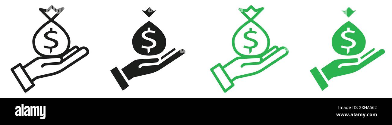 Borrower icon Vector symbol or sign set collection in black and white ...