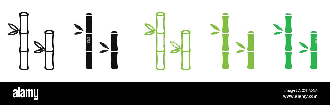 Bamboo icon Vector symbol or sign set collection in black and white ...