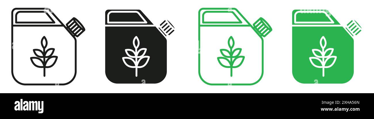 Biofuel icon Vector symbol or sign set collection in black and white ...