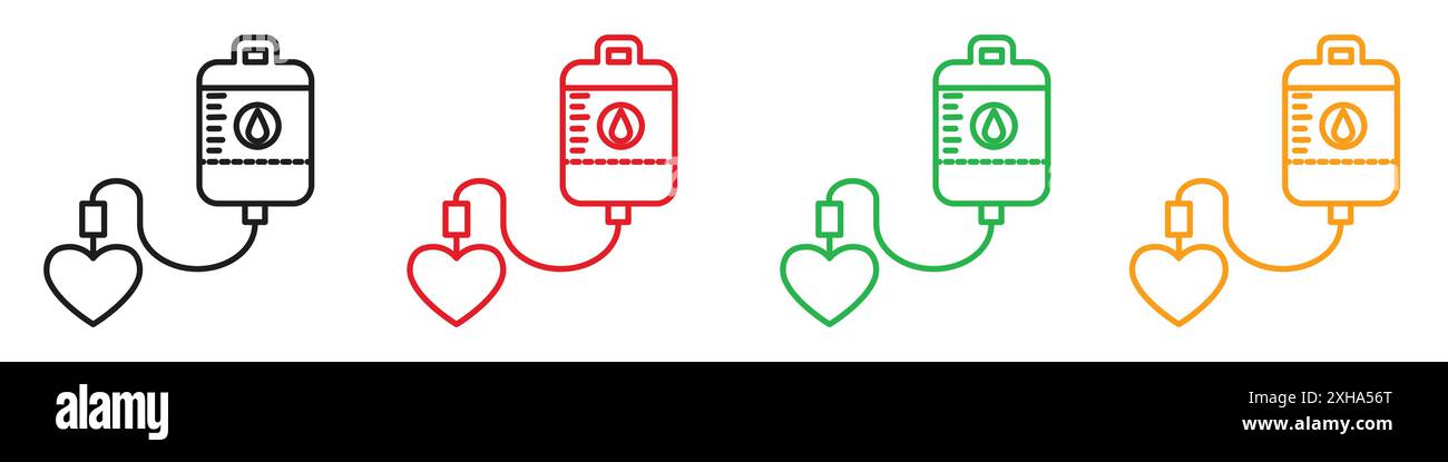 Blood transfusion icon Vector symbol or sign set collection in black ...
