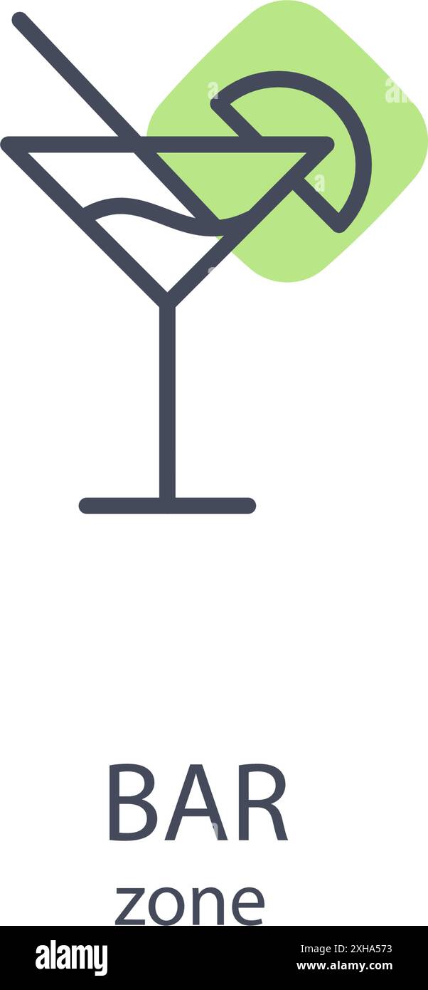 Simple Cocktail Icon in Line Art Style. Bar Zone Concept Icon Thin Line ...