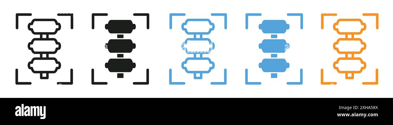 Body spine scan icon Vector symbol or sign set collection in black and ...