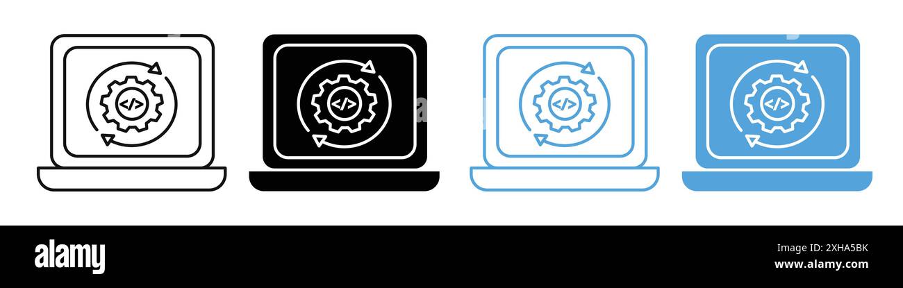 Code optimization icon Vector symbol or sign set collection in black and white outline Stock ...