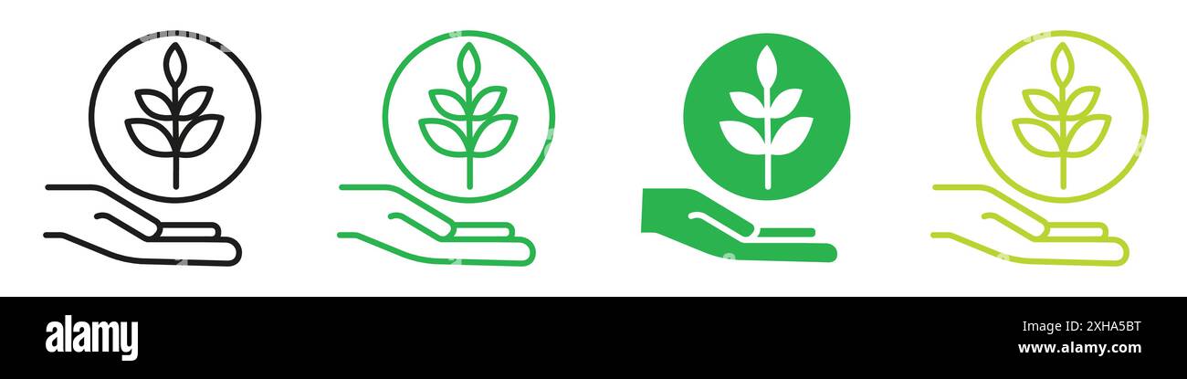 Care of plant icon Vector symbol or sign set collection in black and ...