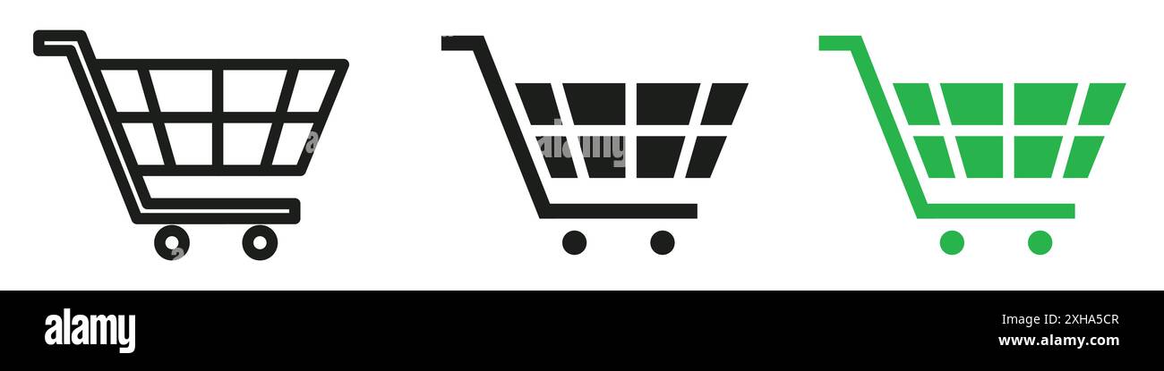 Cart icon Vector symbol or sign set collection in black and white ...