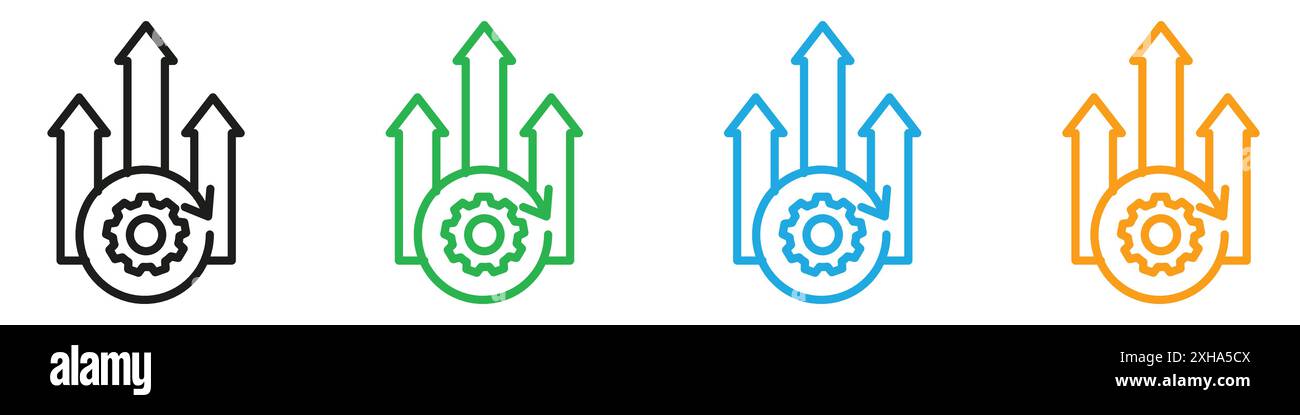 Continuous improvement icon Vector symbol or sign set collection in black and white outline ...