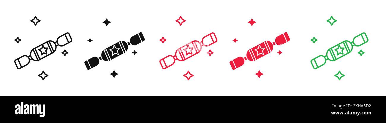 Christmas cracker icon Vector symbol or sign set collection in black ...