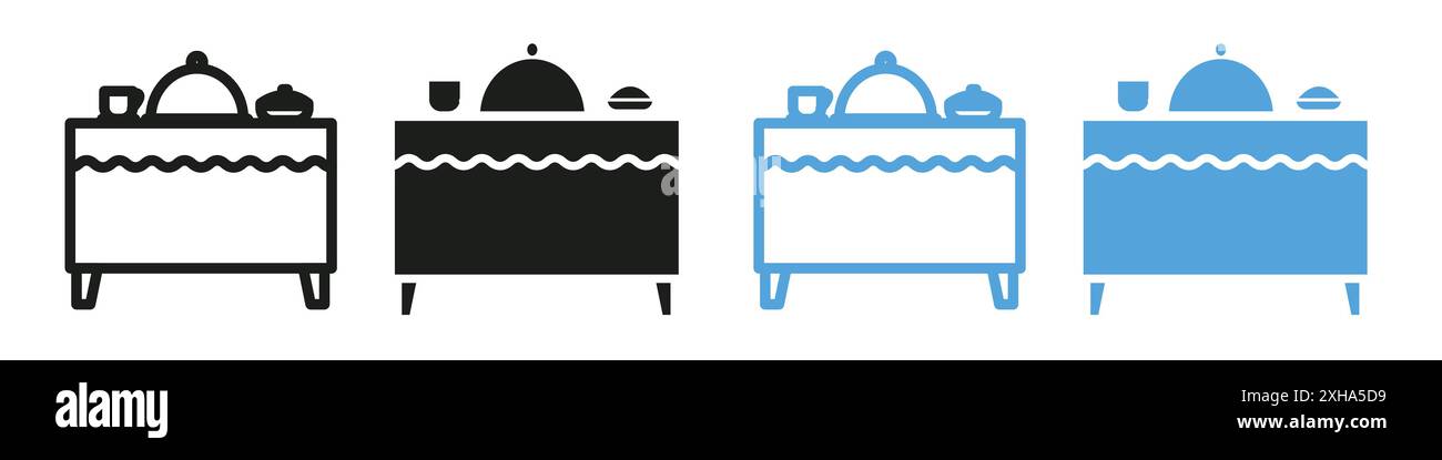 Catering buffet icon Vector symbol or sign set collection in black and ...