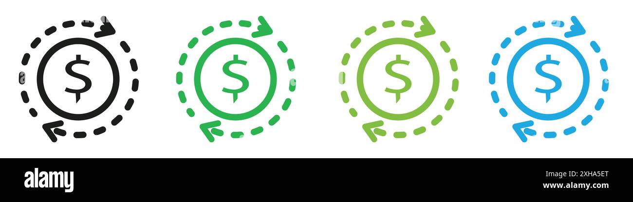 Circulation of money icon Vector symbol or sign set collection in black ...