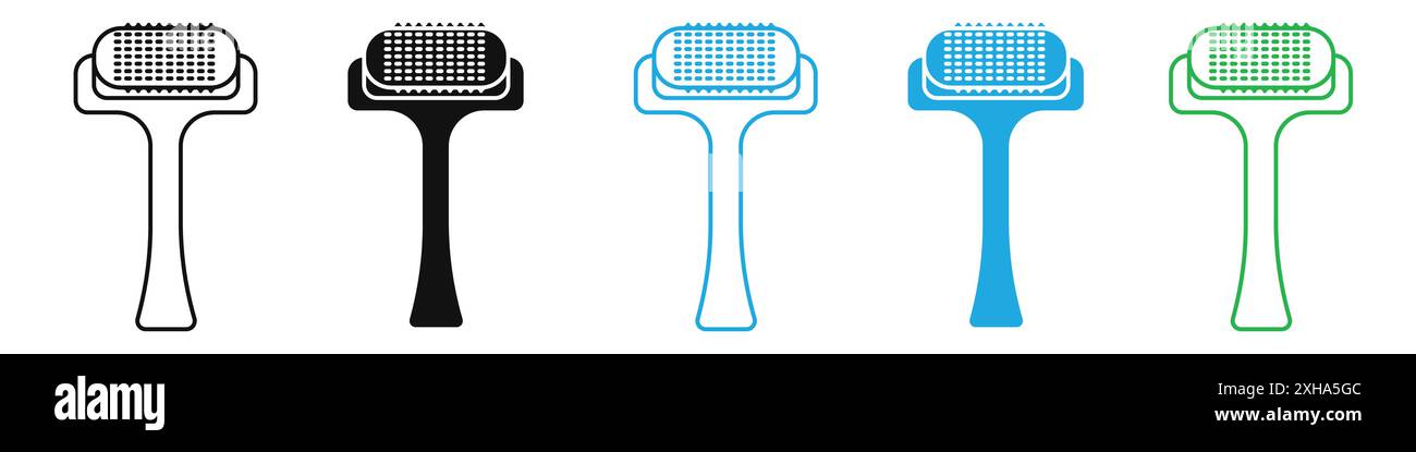 Derma roller icon Vector symbol or sign set collection in black and ...