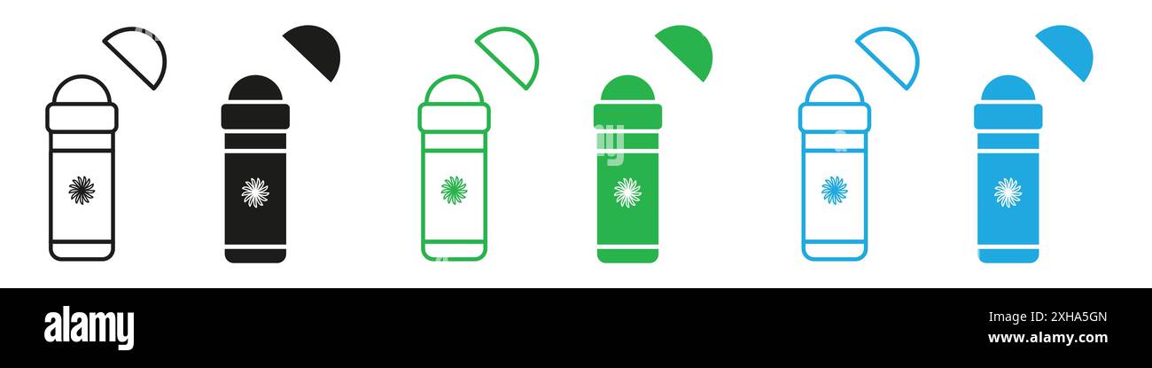 Deodorant roll on icon Vector symbol or sign set collection in black ...
