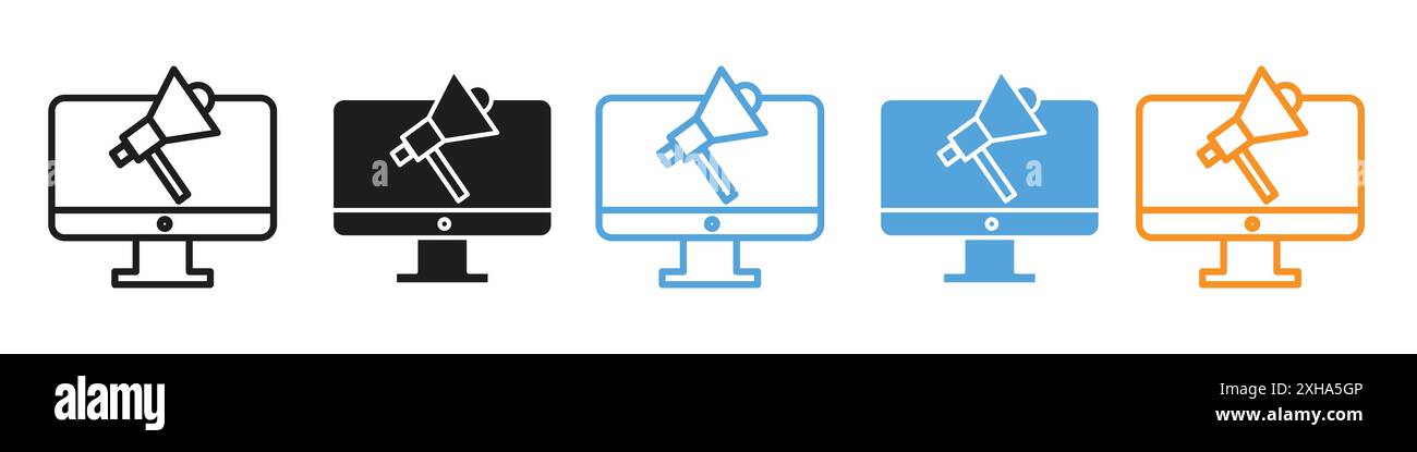 Digital campaign icon Vector symbol or sign set collection in black and ...