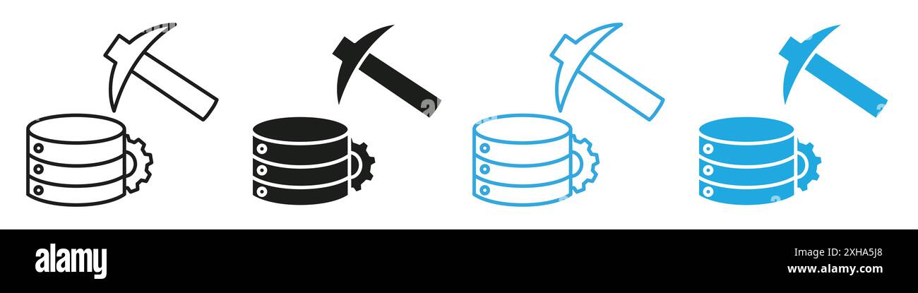 data mining icon Vector symbol or sign set collection in black and white outline Stock Vector ...