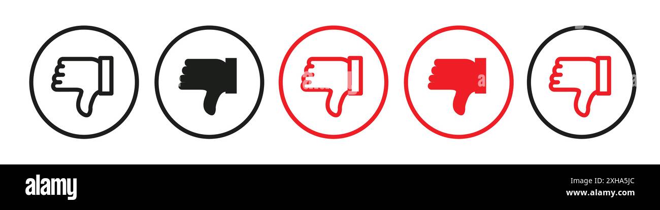 Dislike icon Vector symbol or sign set collection in black and white ...