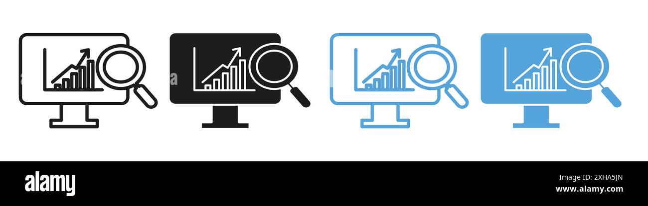 Data analytics icon Vector symbol or sign set collection in black and ...