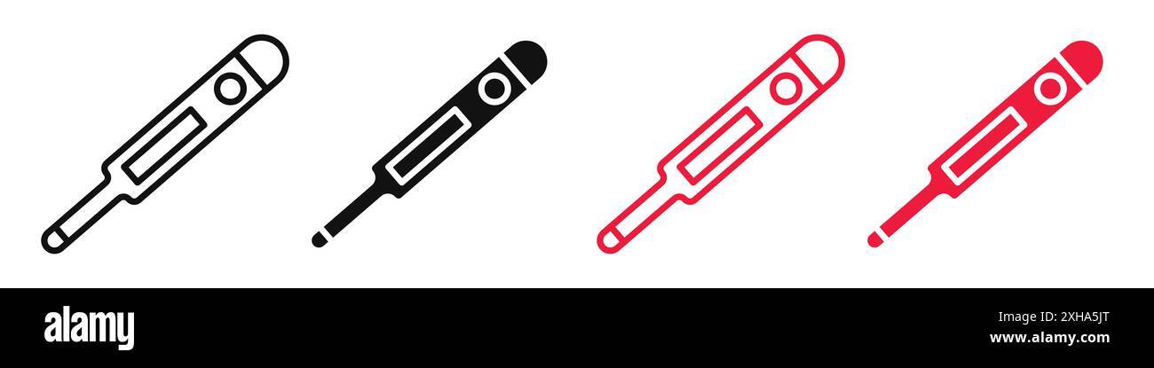 Digital thermometer icon Vector symbol or sign set collection in black ...