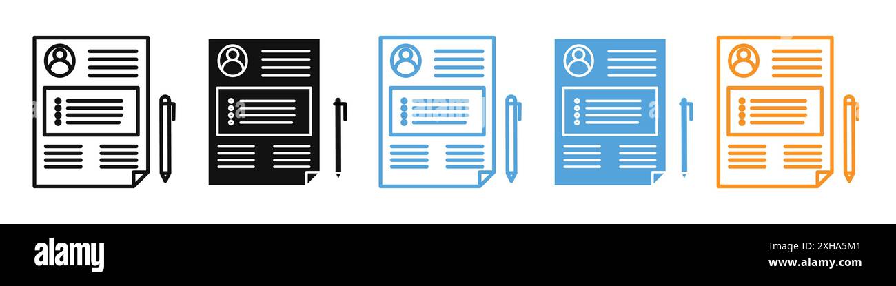 Curriculum vitae sign Vector symbol or sign set collection in black and ...