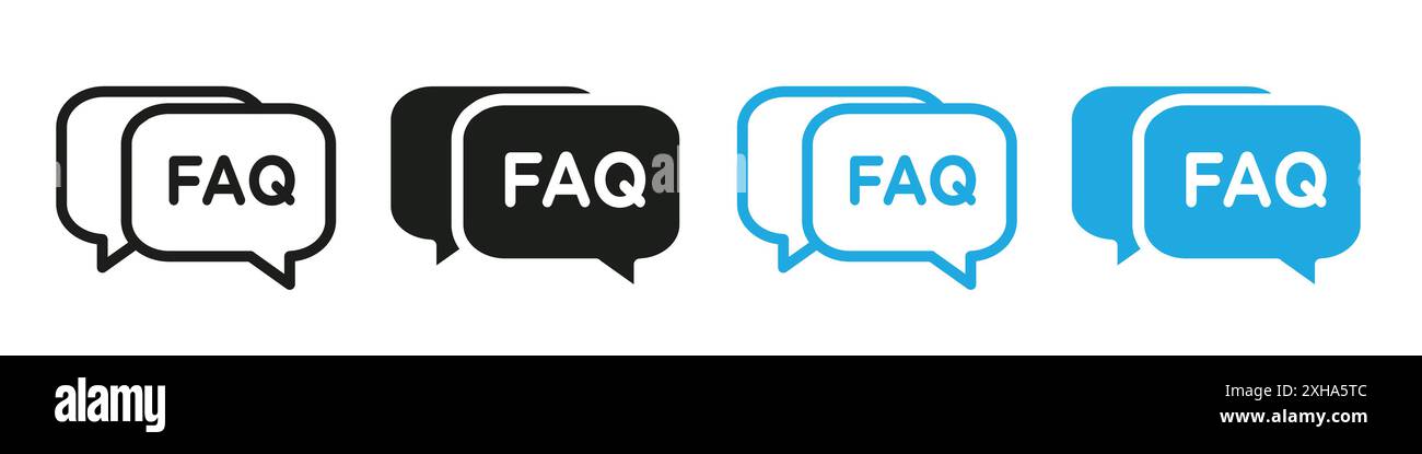 FAQ icon Vector symbol or sign set collection in black and white ...