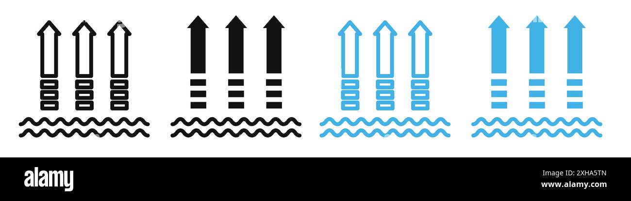 Evaporation icon Vector symbol or sign set collection in black and ...