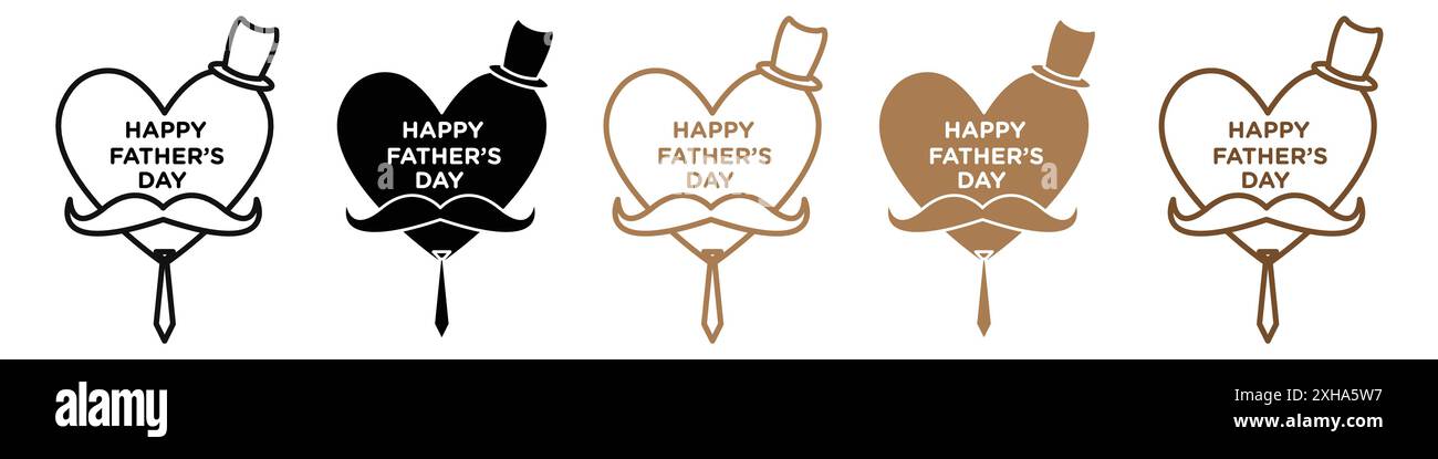 Fathers day icon Vector symbol or sign set collection in black and ...