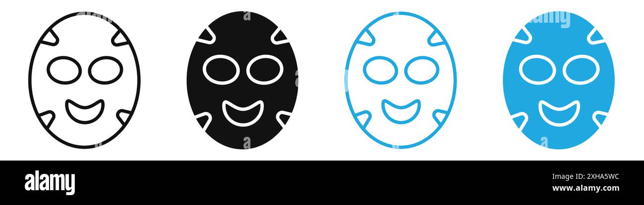 Face sheet mask icon Vector symbol or sign set collection in black and ...