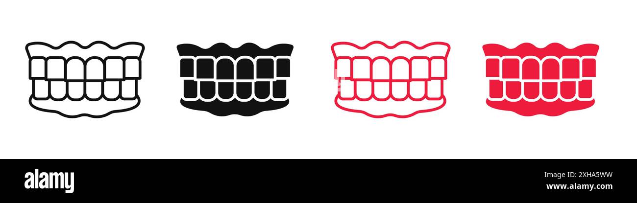 False jaw icon Vector symbol or sign set collection in black and white ...