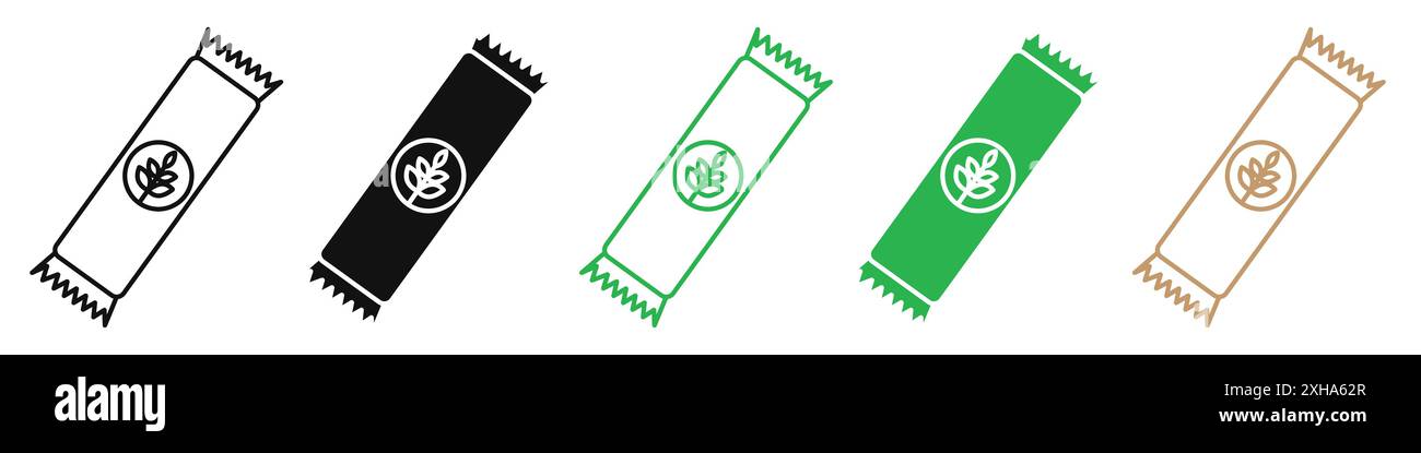 Granola bar icon Vector symbol or sign set collection in black and ...