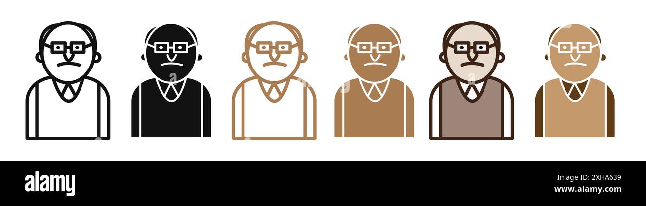 Grandfather icon Vector symbol or sign set collection in black and ...