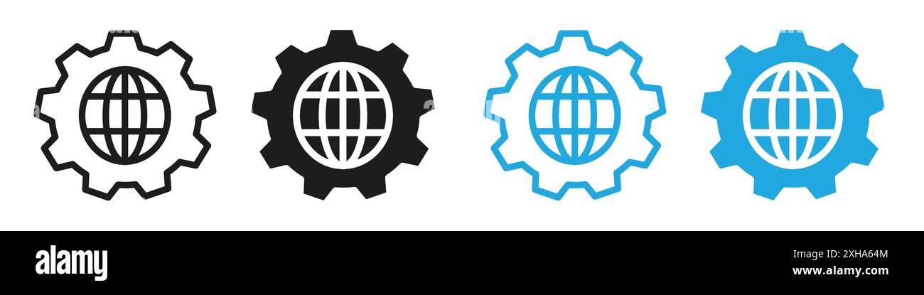 Globalization icon Vector symbol or sign set collection in black and ...