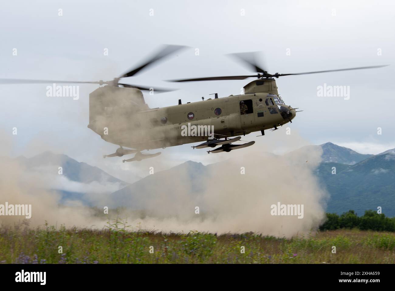 An Alaska Army National Guard CH-47F Chinook helicopter participates in ...