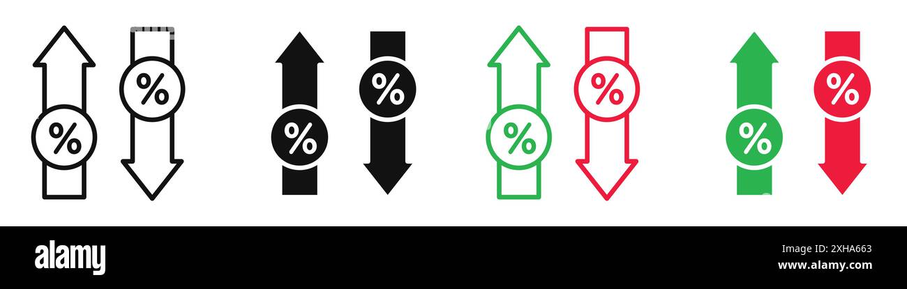 High and Low Percent arrow icon Vector symbol or sign set collection in ...