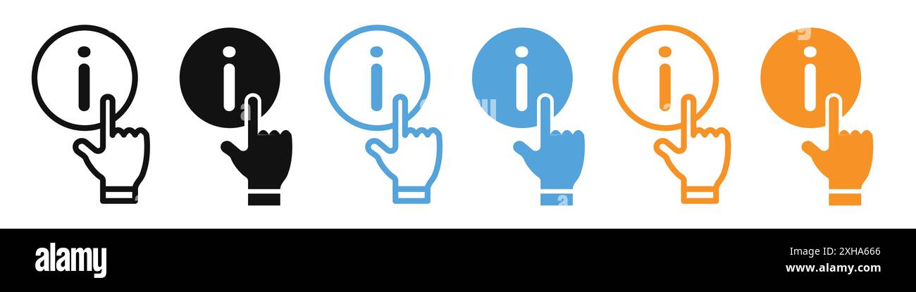 Hand with information icon Vector symbol or sign set collection in ...