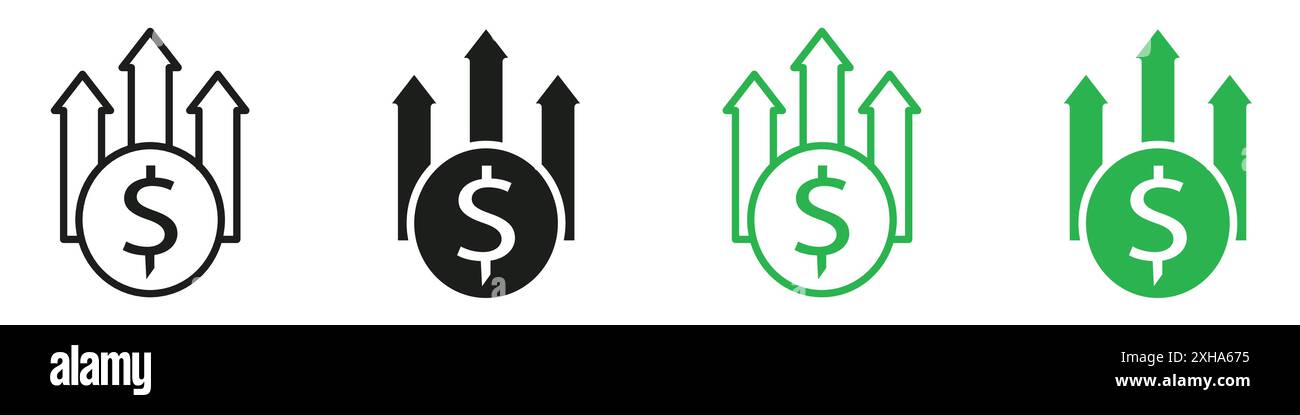 High revenue icon Vector symbol or sign set collection in black and ...