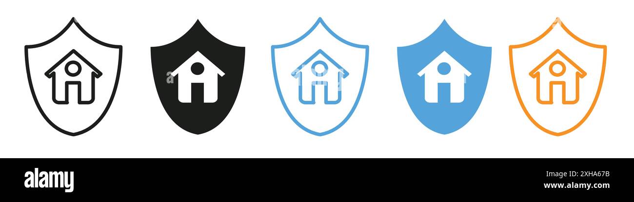 House insurance icon Vector symbol or sign set collection in black and ...
