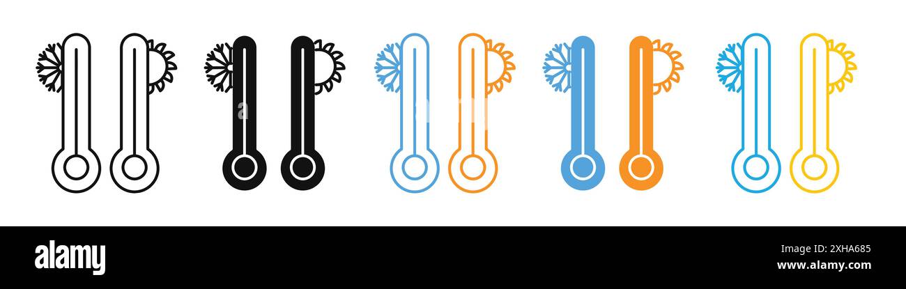 Hot and cold temperature icon Vector symbol or sign set collection in ...