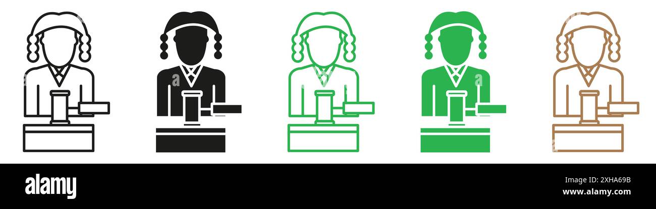 Judge icon Vector symbol or sign set collection in black and white ...