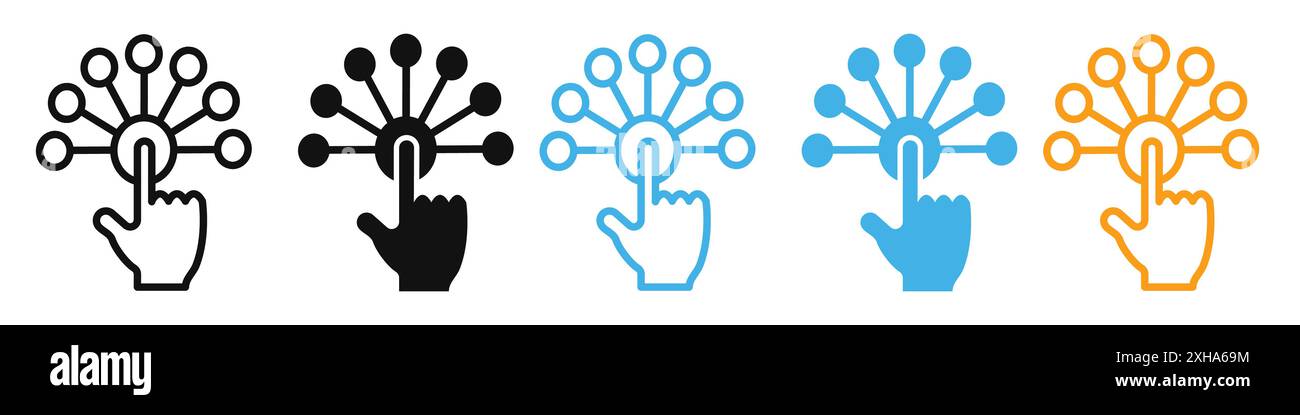 Interactivity icon Vector symbol or sign set collection in black and ...