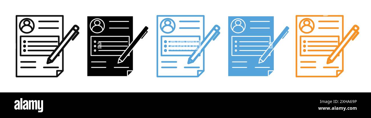 Job description icon Vector symbol or sign set collection in black and ...